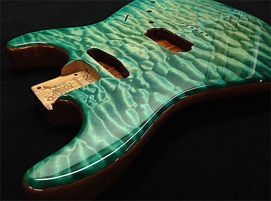 Warmoth Stratocaster body | 5A Quilted Maple Top | Sims Guitar Refinishing