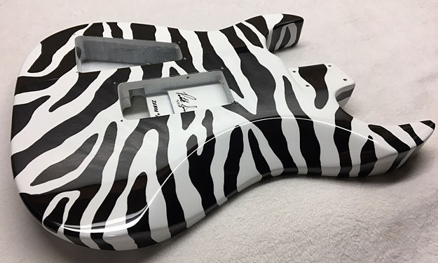 Zebra BC Rich Gunslinger | Sims Guitar Refinishing