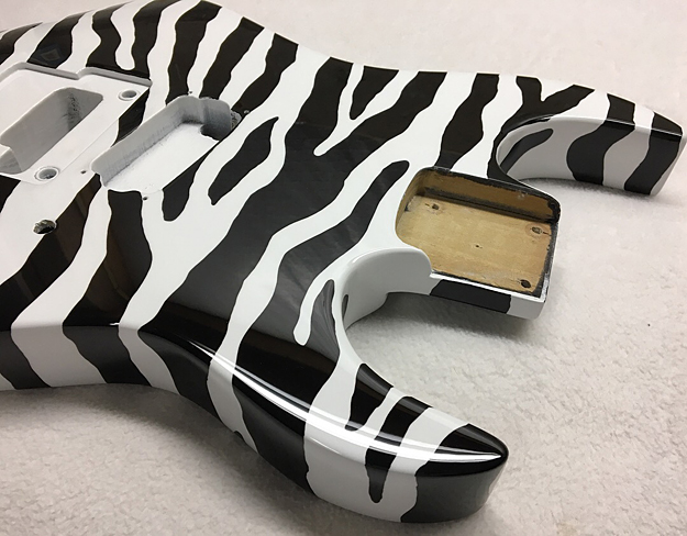 Zebra BC Rich Gunslinger | Sims Guitar Refinishing