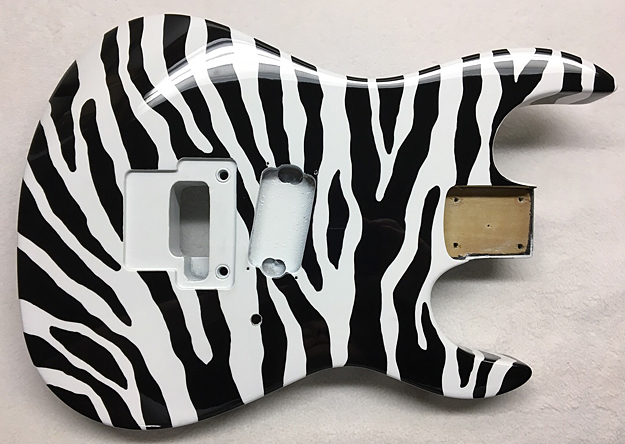 Zebra BC Rich Gunslinger | Sims Guitar Refinishing